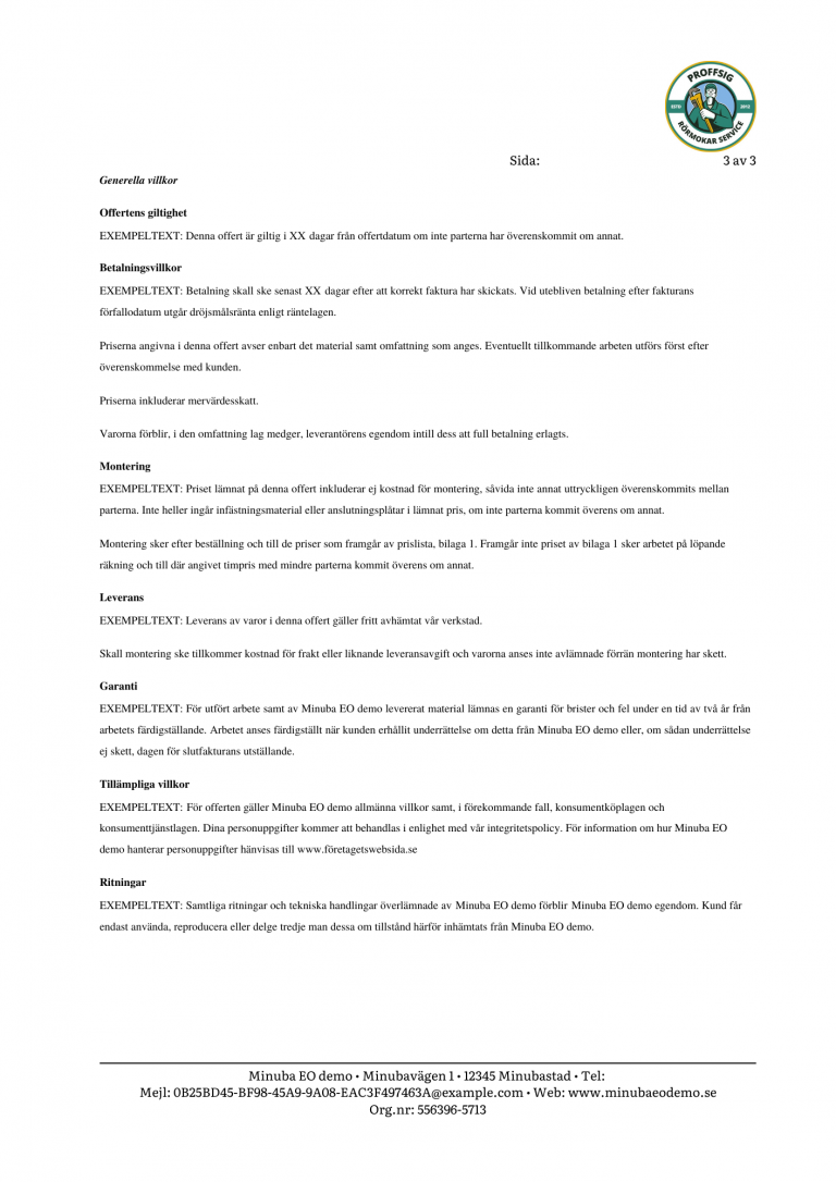 Offertmall med skatteavdrag (rot/rut/grön el) - Minuba